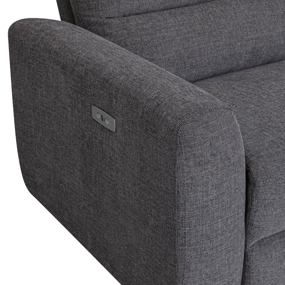 Sofá Lima 3 Cuerpos Reclinable Eléctrico Gris Oscuro