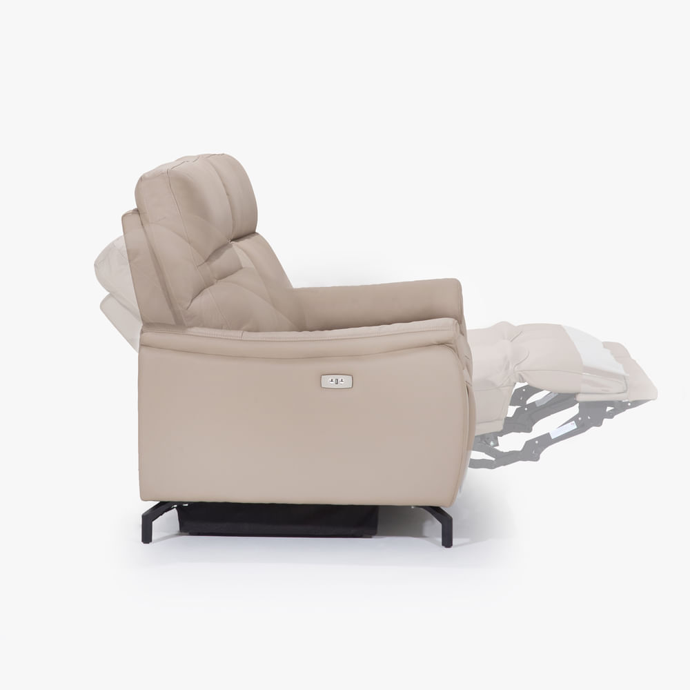 Sofa Dover 2 Cuerpos Reclinable/Eléctrico Cuero+Pvc Taupe