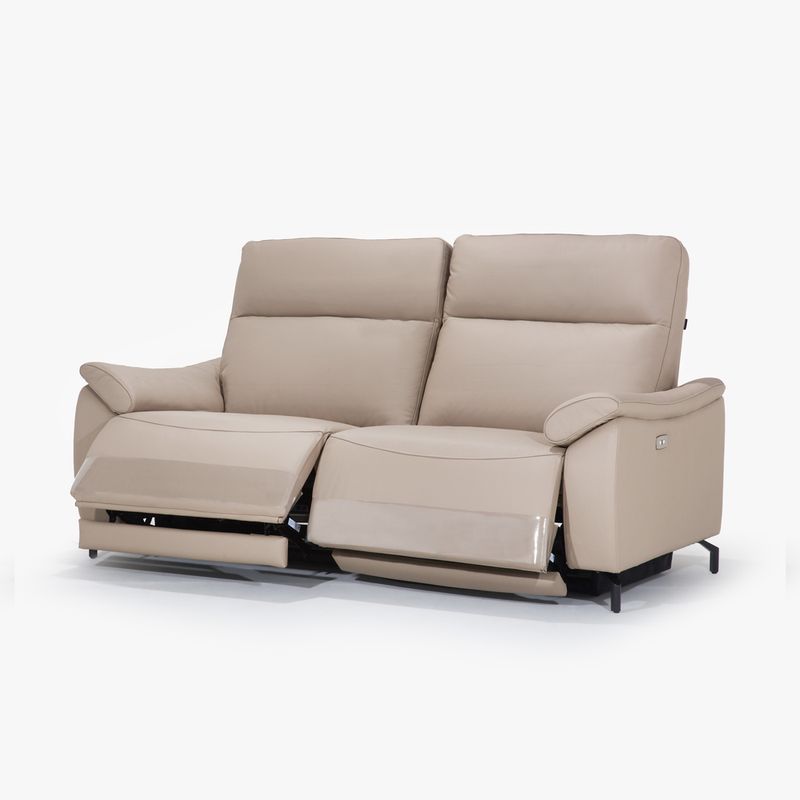 Sofa Dover 2 Cuerpos Reclinable/Eléctrico Cuero+Pvc Taupe