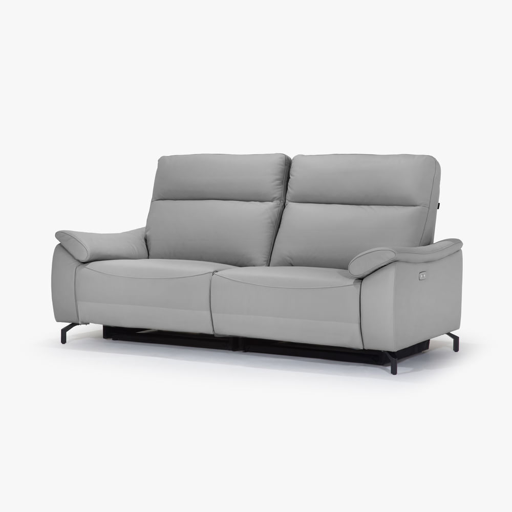 Sofa Dover 3 Cuerpos Reclinable/Eléctrico Cuero+Pvc Gris
